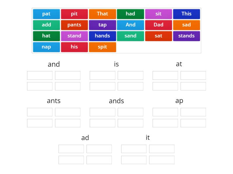 Level 4 English Club- itpnsadh,th Rhyming words - Group sort