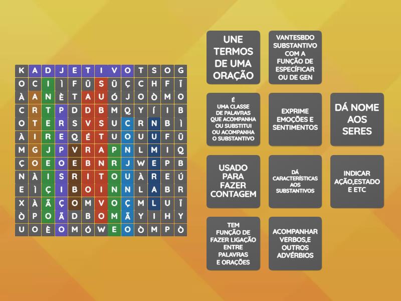 CAÇA PALAVRAS : AULAS GRAMATICAIS - Wordsearch
