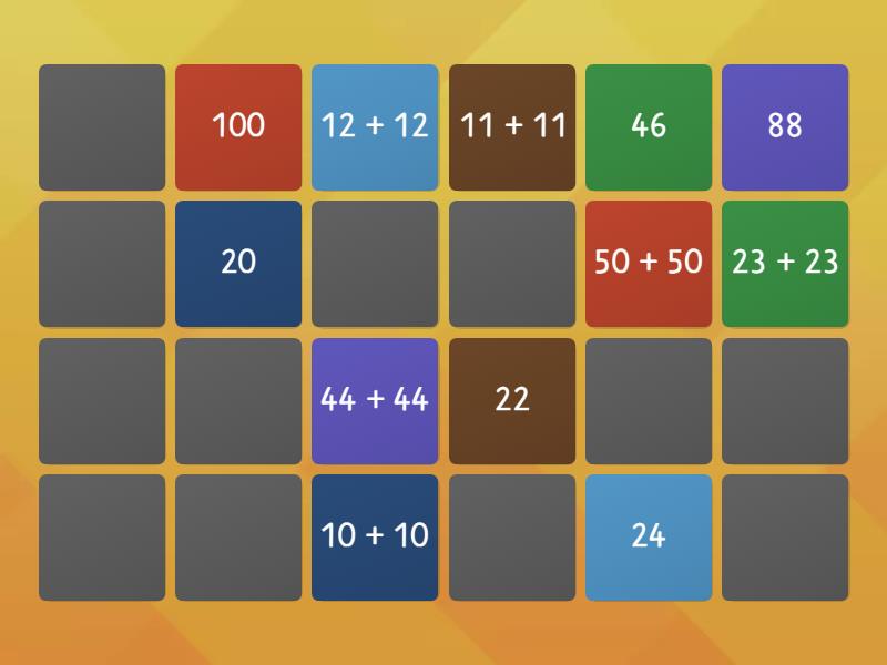 2 Digit Addition - Matching pairs