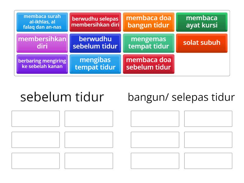 Adab Sebelum Dan Selepas Tidur Group Sort 