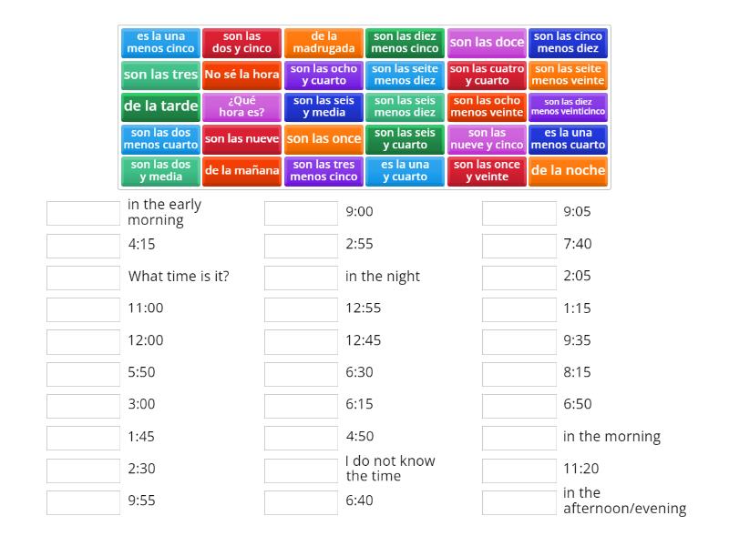 ¿Qué hora es? - Match up