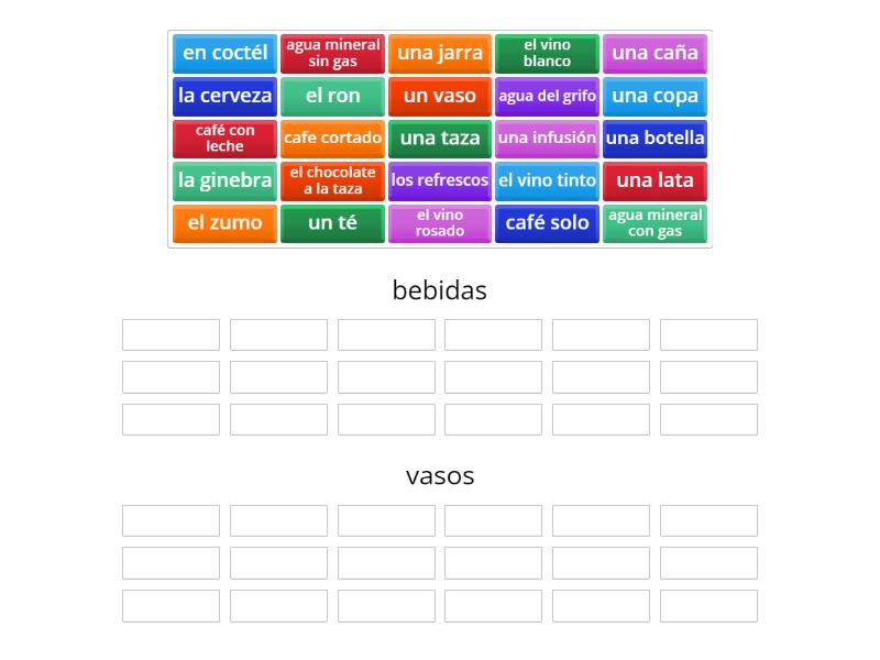 las bebidas - Group sort