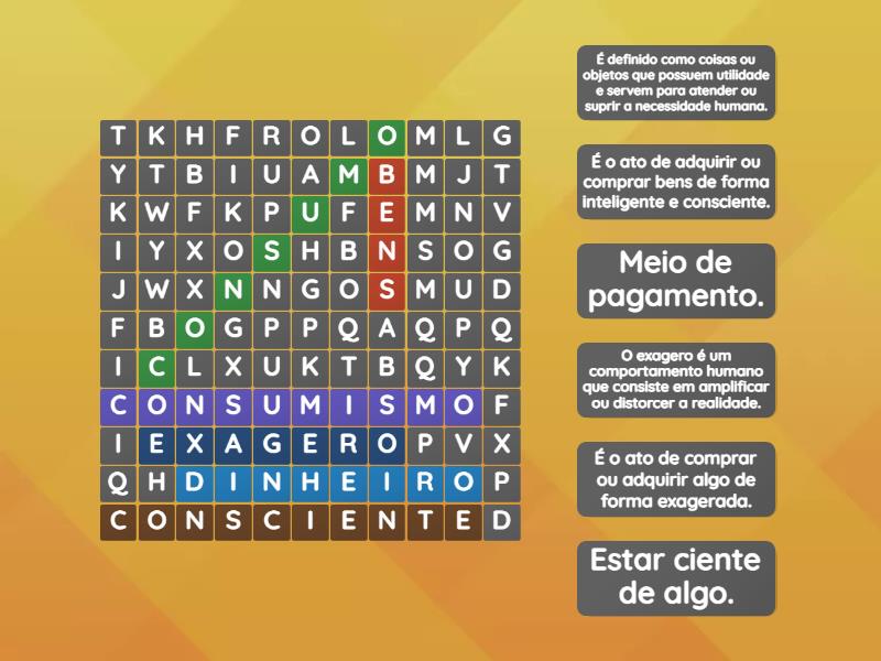 CONSUMO E CONSUMISMO | - Wordsearch