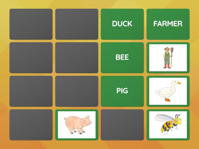 Farm animals memory - Matching pairs