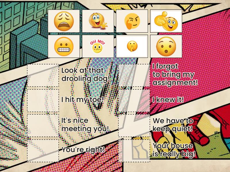 Choose the corresponding emoji to the sentence. - Match up