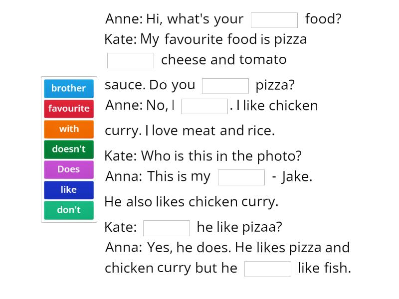 Conversations about food - Completar la frase