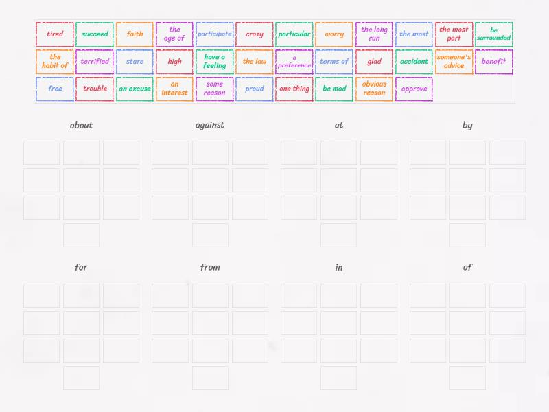 Prepositions b2 - Group sort