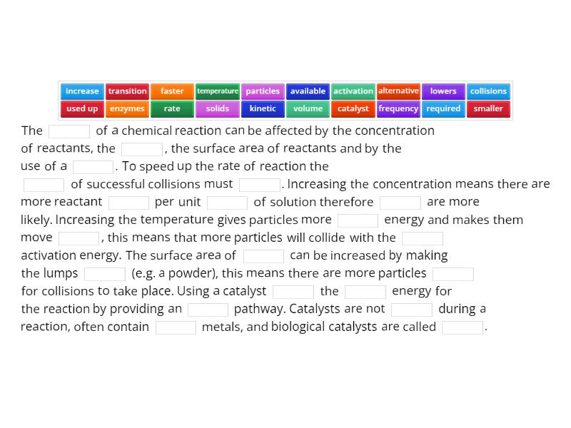AW Yr 11 Rates of Reaction Explanation - Complete the sentence