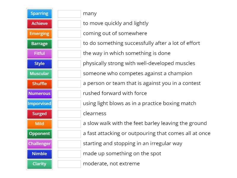 "Amigo Brothers" Vocabulary - Match up