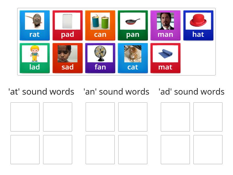 'a'cvc rhyming words - Group sort