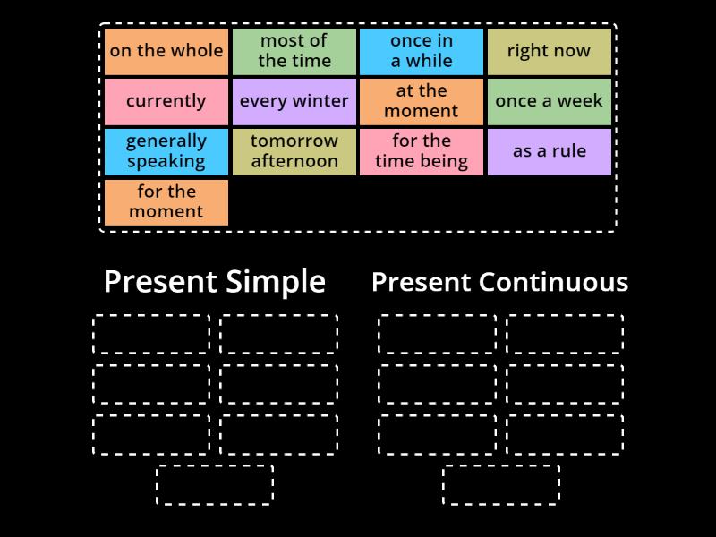 Present Simple VS Continuous - Group sort