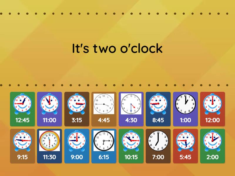 Telling the time - Matching - Find the match