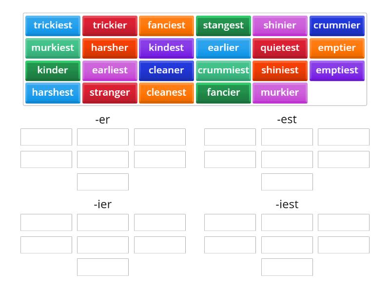 Comparative Suffixes - Group sort