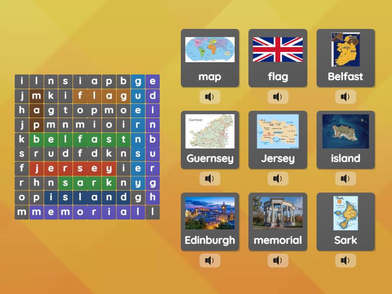 ESOL British Isles - Wordsearch