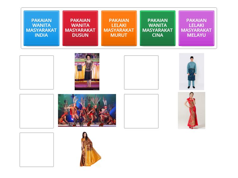 KUIZ 1 : PADANKAN PAKAIAN TRADISIONAL DI MALAYSIA - Сопоставить
