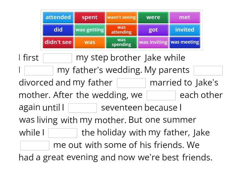 Complete the text - Past simple/ past continuous - Complete the sentence