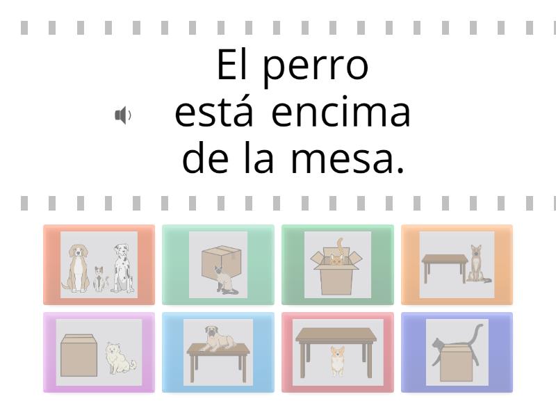 Relaciona Preposiciones de lugar - Cada oveja con su pareja