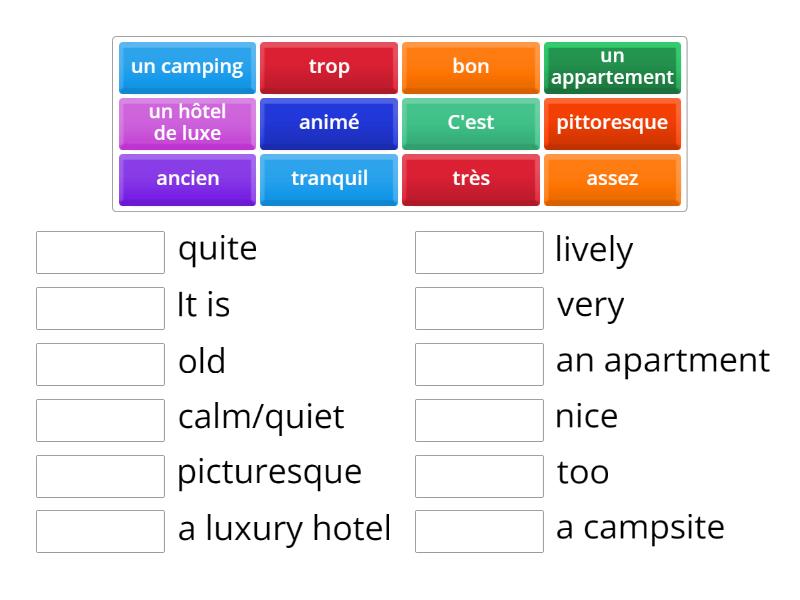 Describing hotels and holidays - Match up