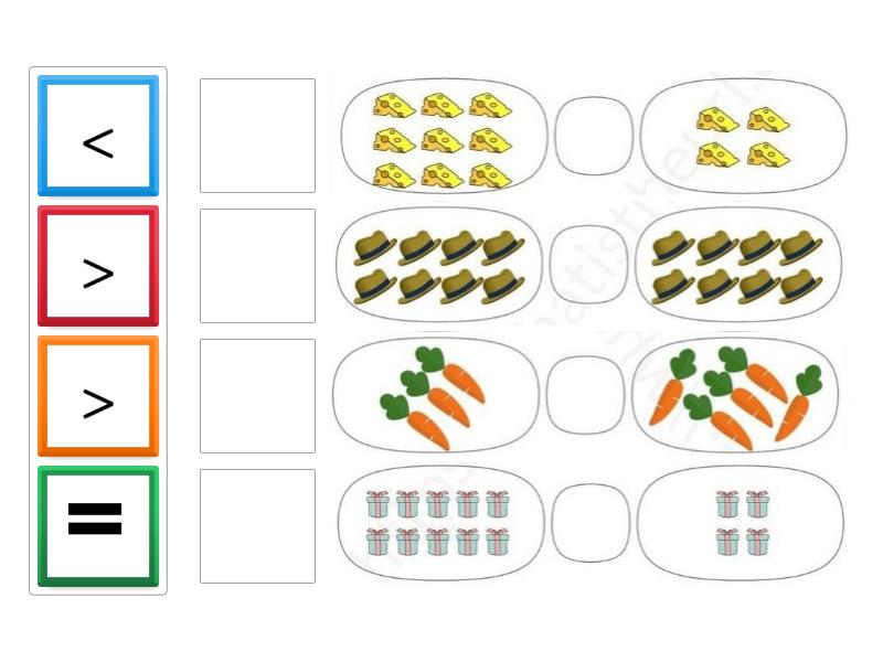 Hitung gambar dan berilah simbol > (lebih besar)