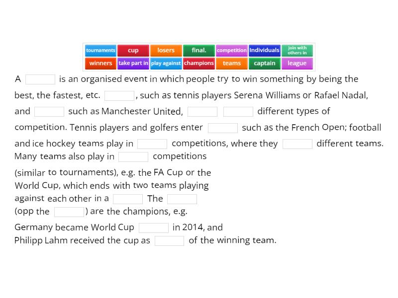 Competitions - Complete the sentence