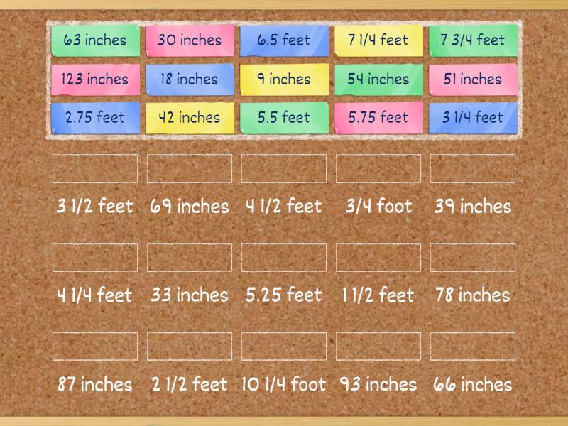 Converting Between Inches and Feet - Match up