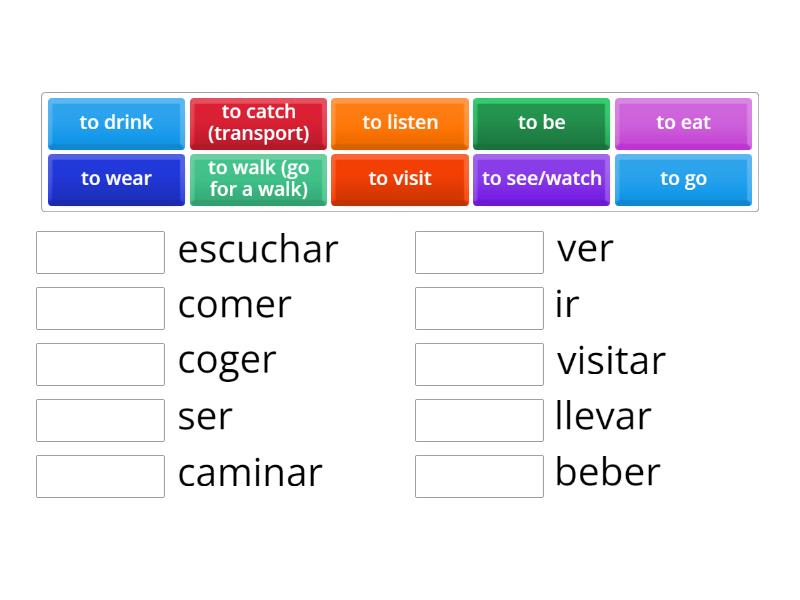 Spanish infinitive verbs - Match up