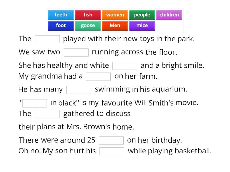 Irregular plurals - Complete the sentence