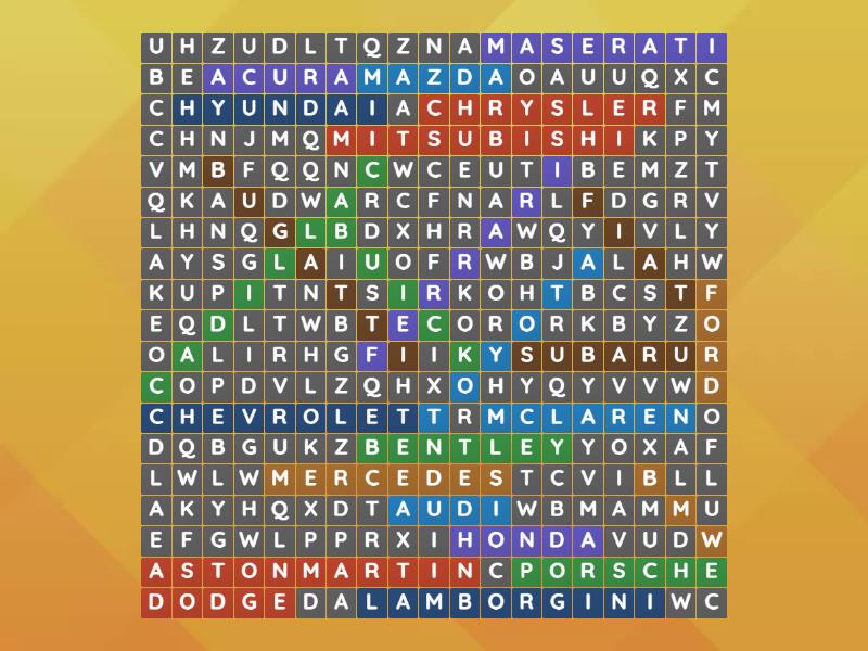 Car Brands - Sopa de letras