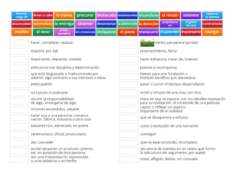 Vocabulario NP 3, unidad 9 I - Match up