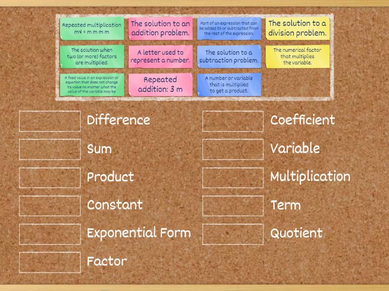 Unit 4 Math Vocabulary - Match up