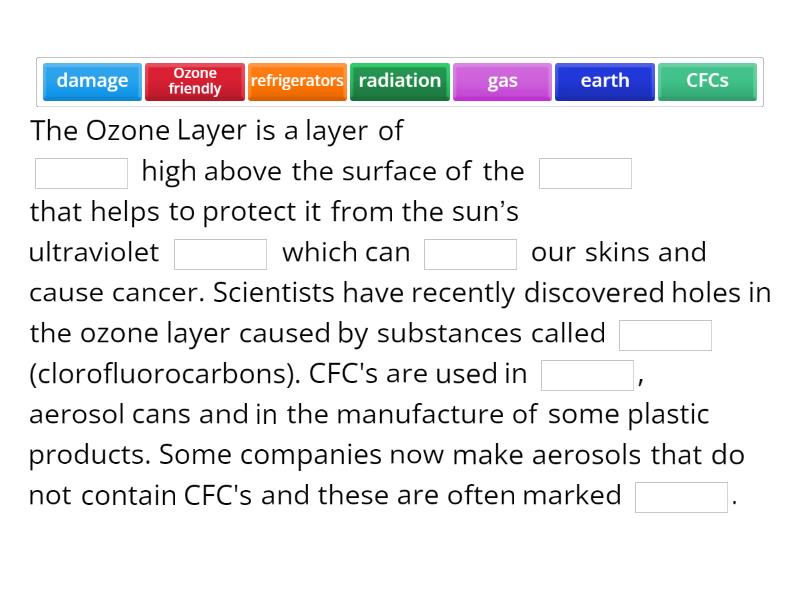 The Ozone Layer - Complete the sentence