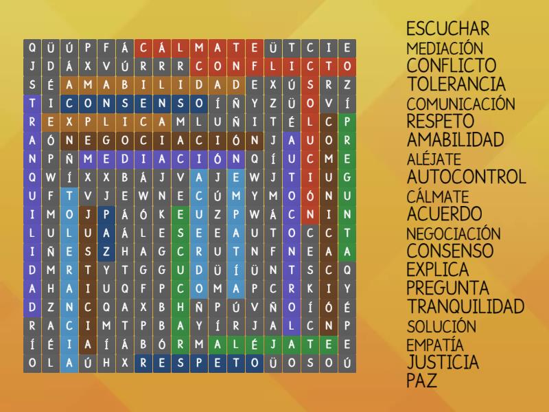 Manejo de conflictos - Sopa de letras