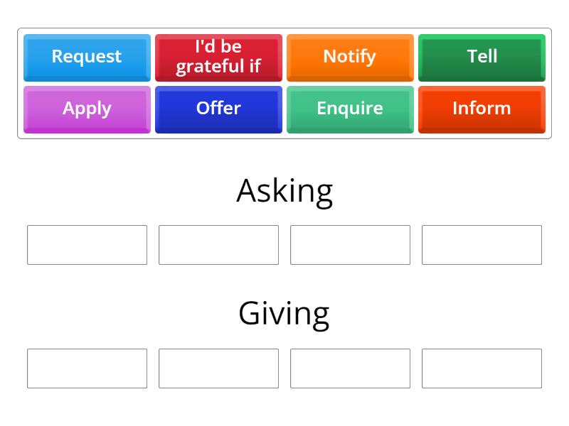 Ask Or Give? - Group sort