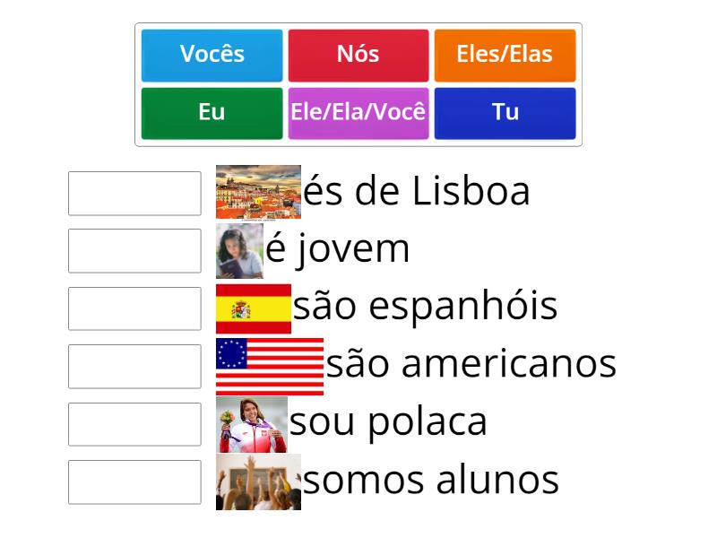 Verbo ser no presente do indicativo - Match up