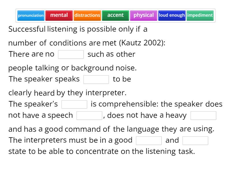 Listening - Complete the sentence