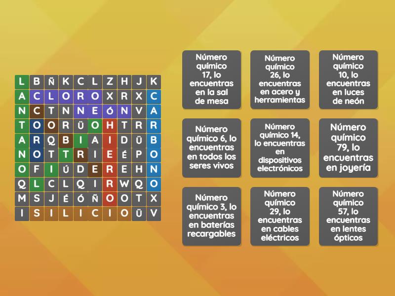 Elementos Quimicos - Sopa de letras