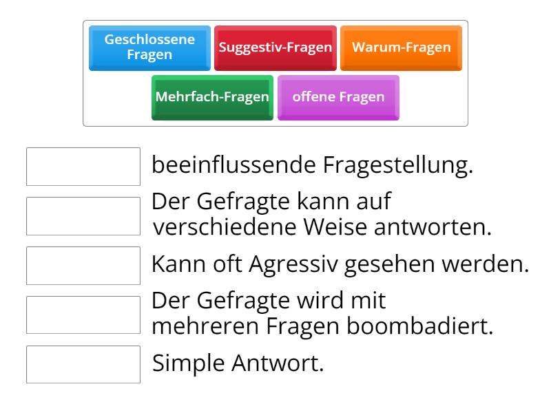 Fragen und ihre arten - Match up