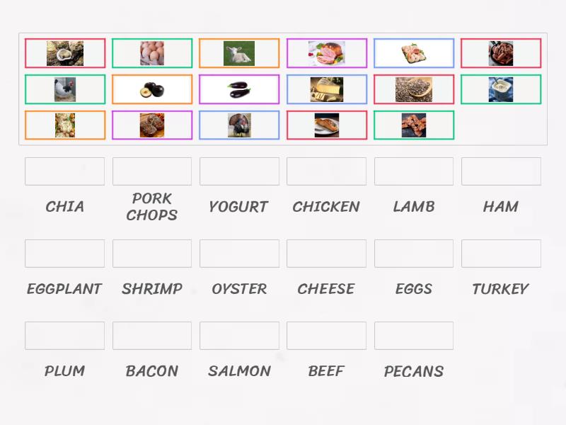 FOOD ITEMS - Match up