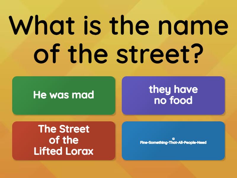 The Lorax Comprehension MC - Quiz