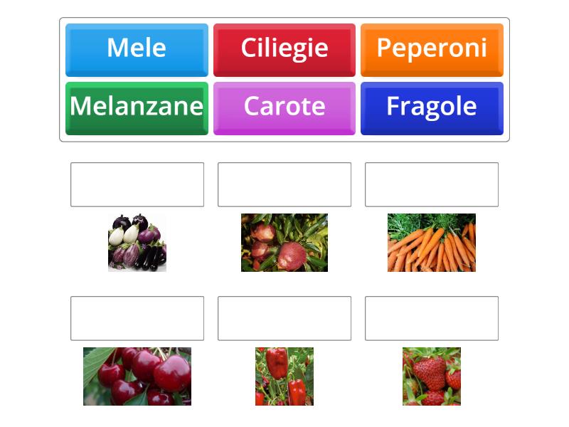 Abbina le parole a frutti e ortaggi - Match up