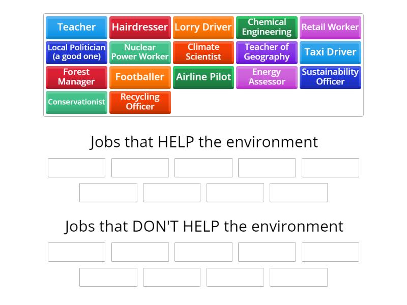 Careers and the Environment - Group sort