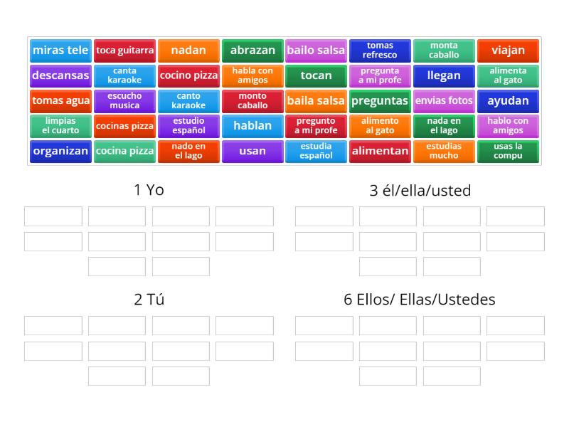 AR - verbs Present Conjugation - Group sort