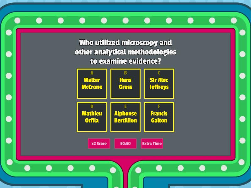 Historical Events in Forensics - Gameshow quiz
