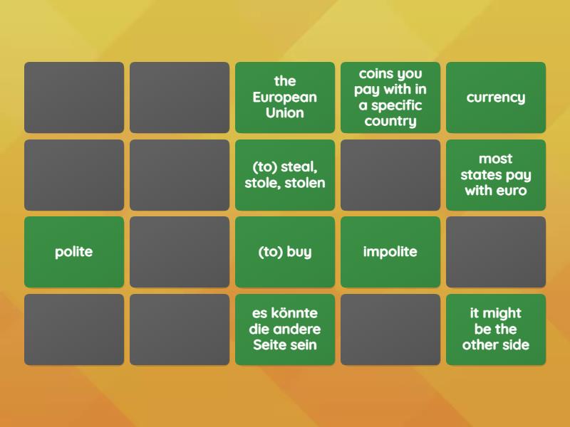 U4 Vocabulary - Matching pairs