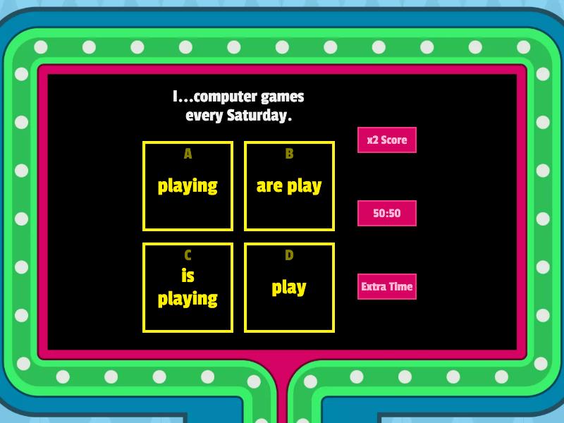 Present simple/Continuous/to be - Gameshow quiz