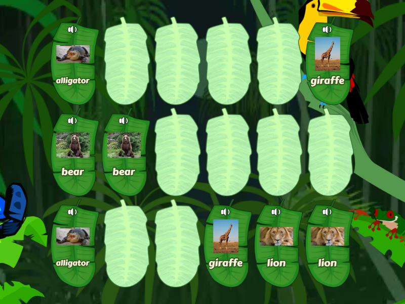 Zoo animals (cards) - Matching pairs