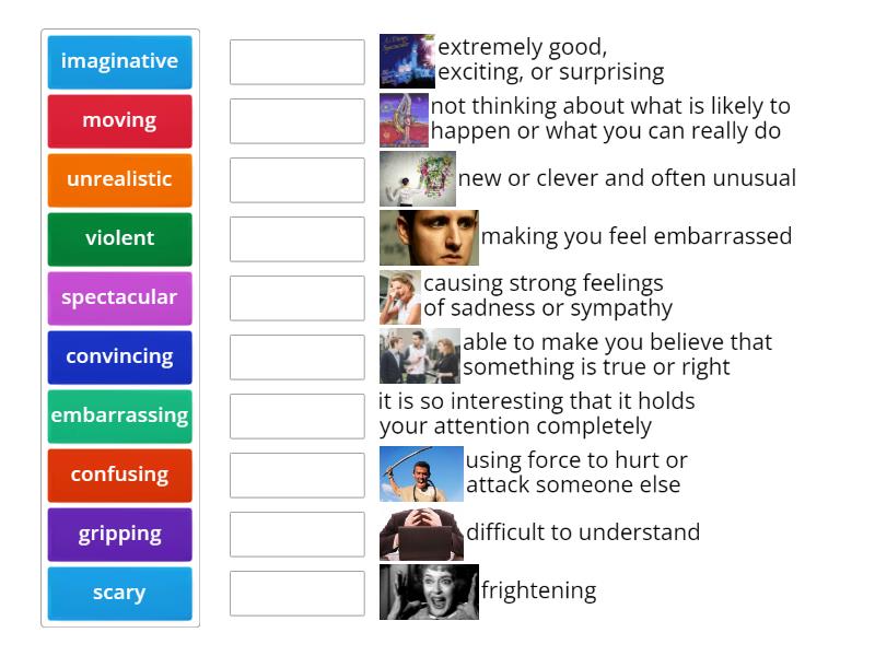 adjectives to describe films and TV programmes - Match up