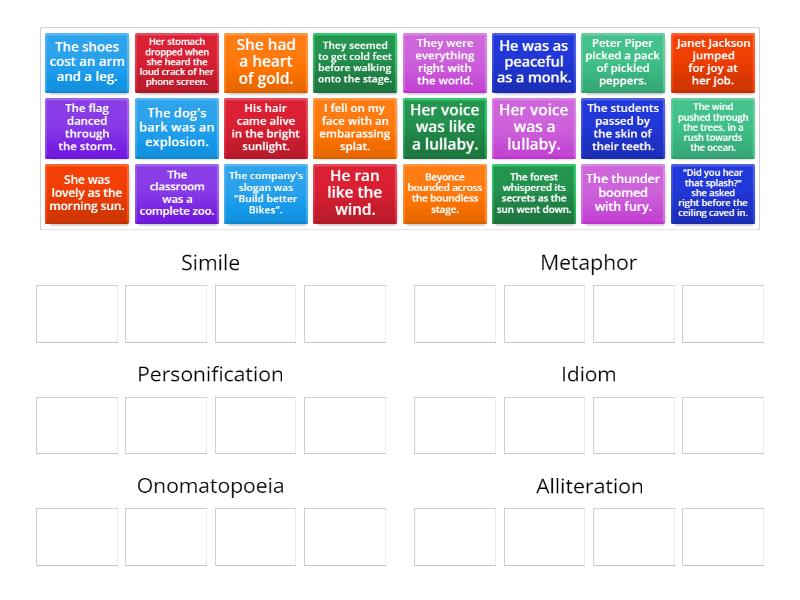 Figurative language Matching - Group sort