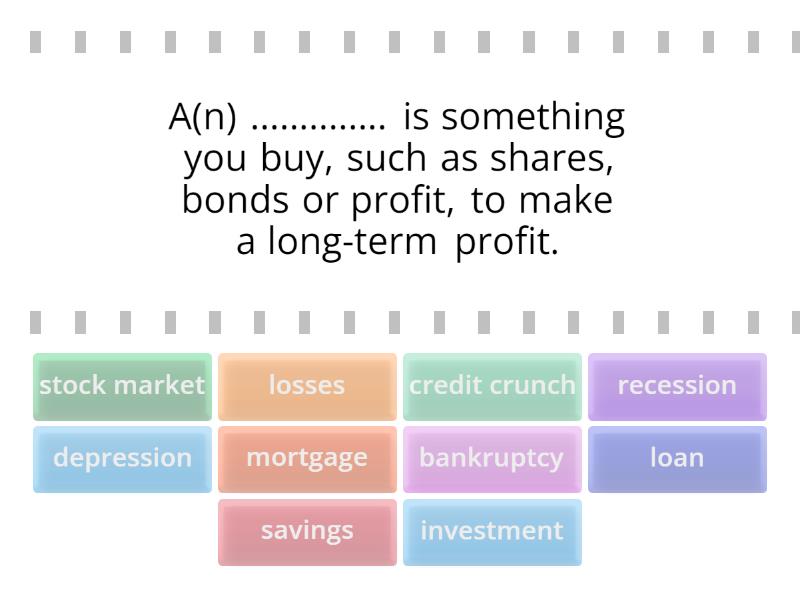 3.1 Vocabulary: Finance and economic crisis - Find the match