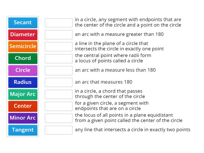 Circle Vocabulary - Match up